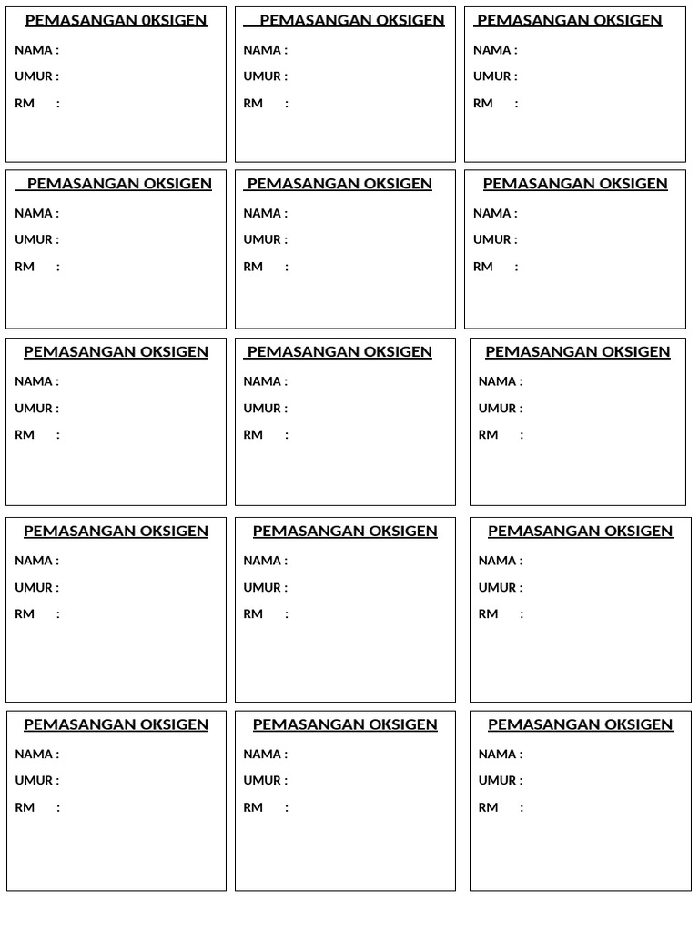 Form Pemasangan Oksigen | PDF