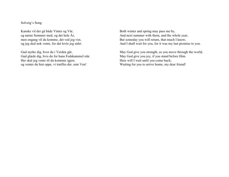 Solveig's Song Translation | PDF