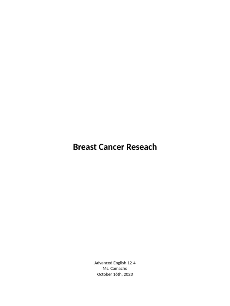 Breast Cancer Research Essay | PDF