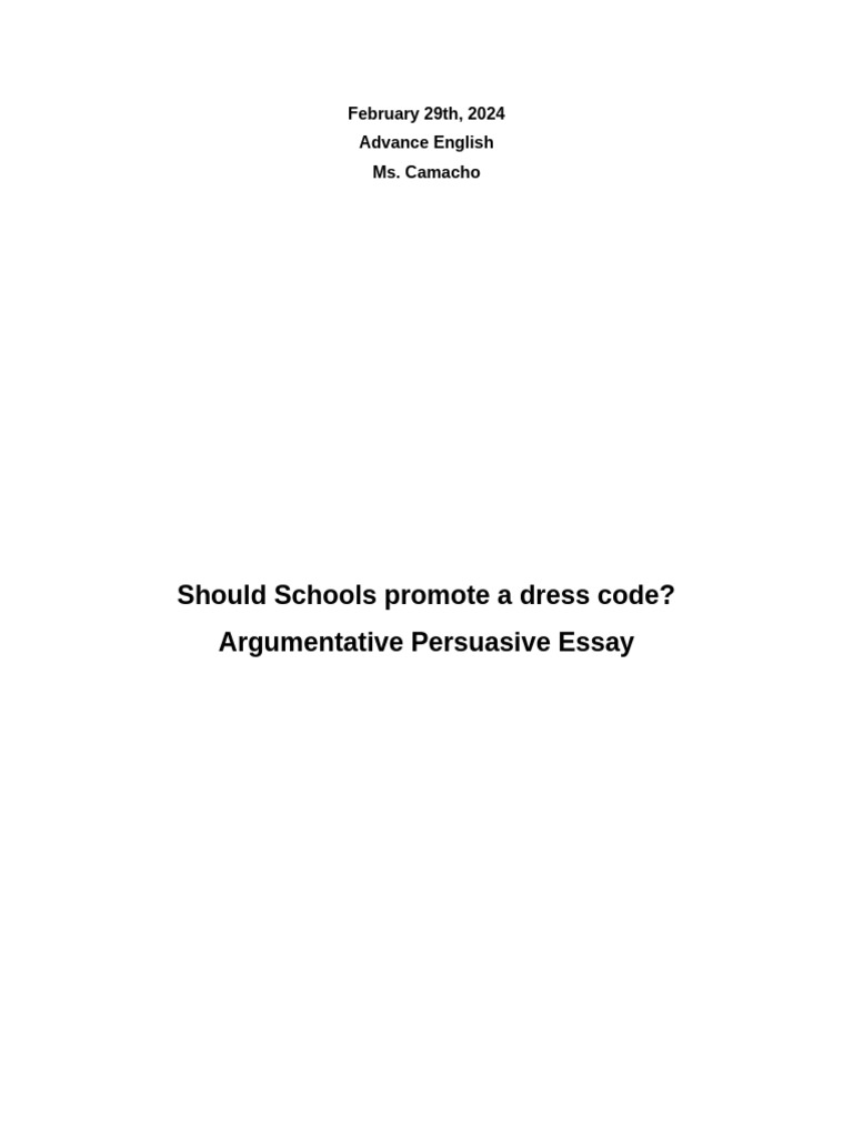 School Dress Codes Essay | PDF