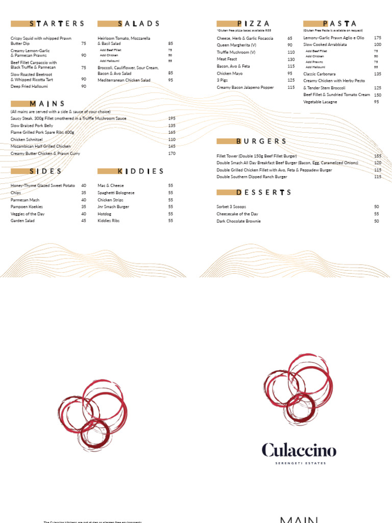 Menu Culaccino Main A4 | PDF