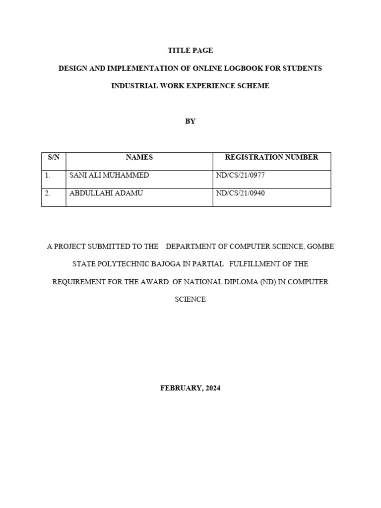 Design and Implementation of Online Logbook For Students Esiwes | PDF | World Wide Web ...
