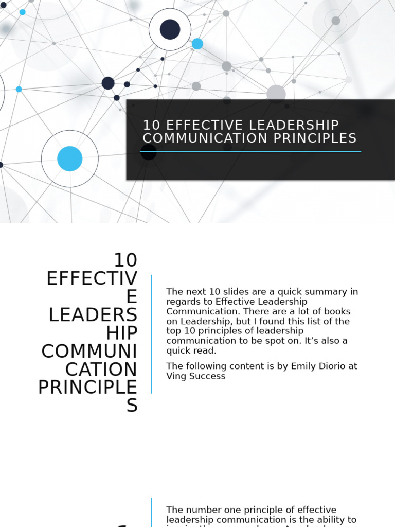 10 Effective Leadership Communication Principles | PDF