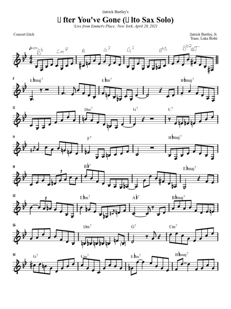 After You've Gone (Patrick Bartley's Solo) | PDF