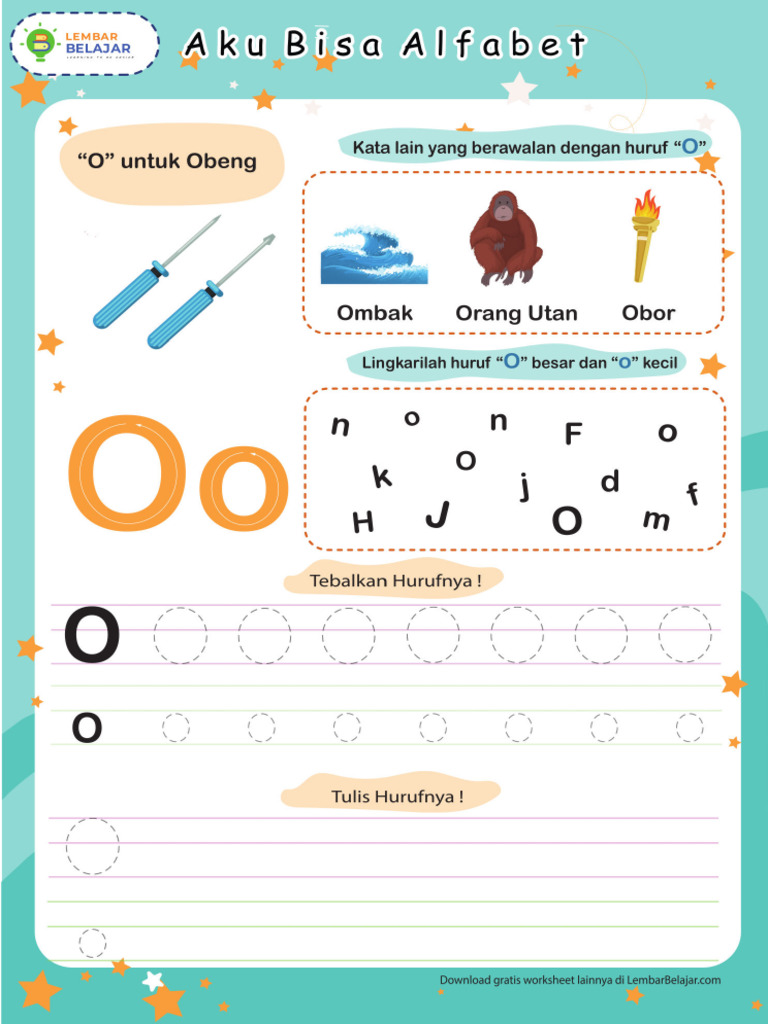 worksheet-menulis-huruf-o-lembar-belajar | PDF