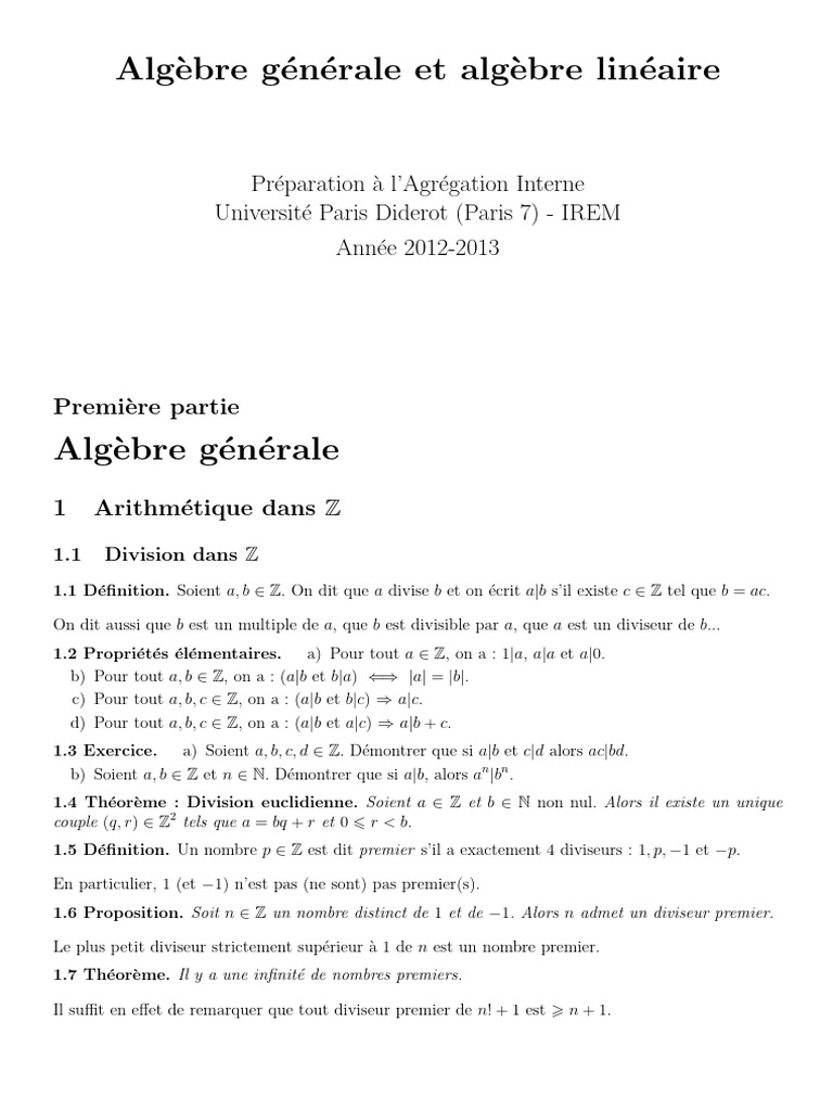 Algebre-Generale-Paris7 - Agreg | PDF