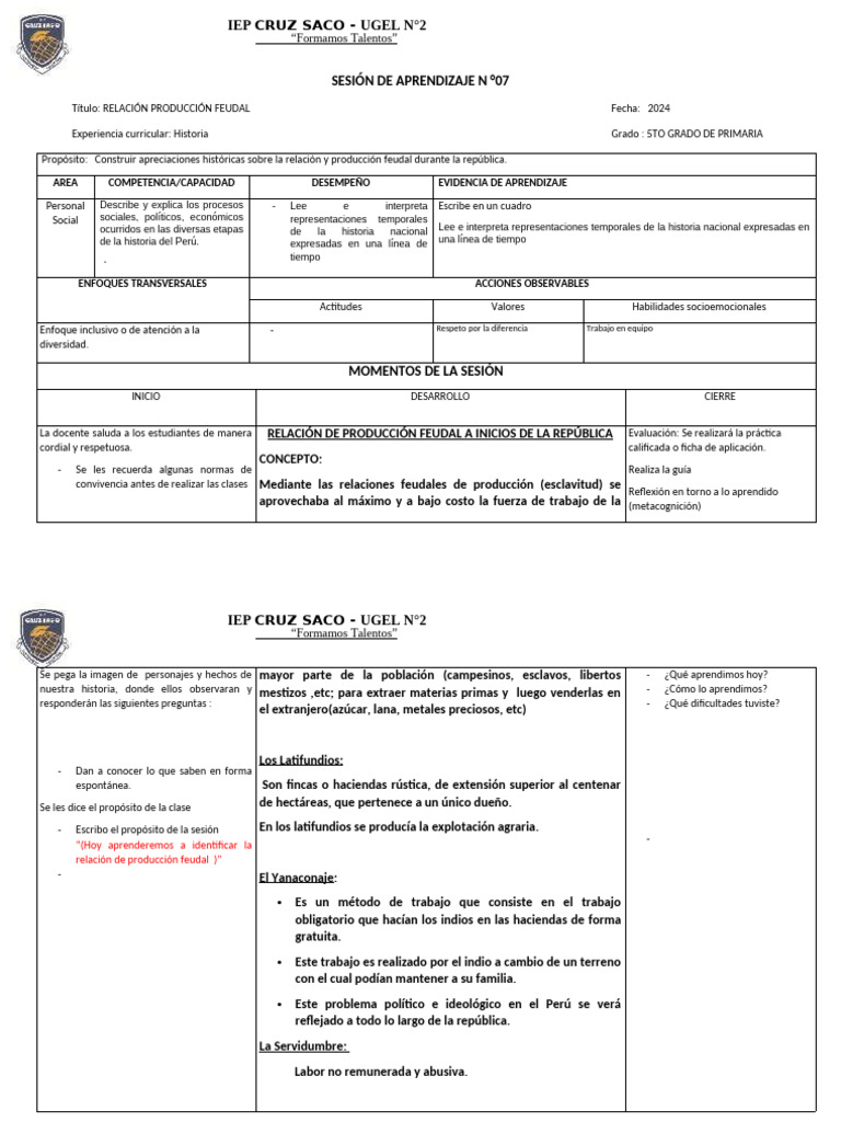 Sesión7 Historia5to 2024 | PDF