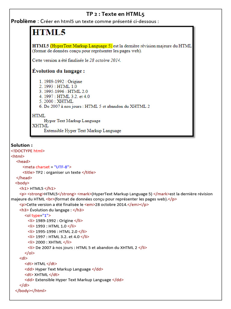 TP2 Titre Paragraphe Liste 2 | PDF