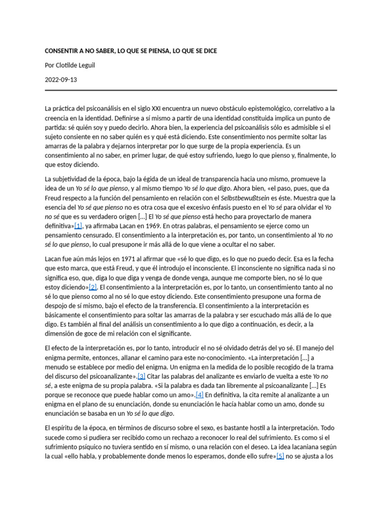 Consentir A No Saber | PDF