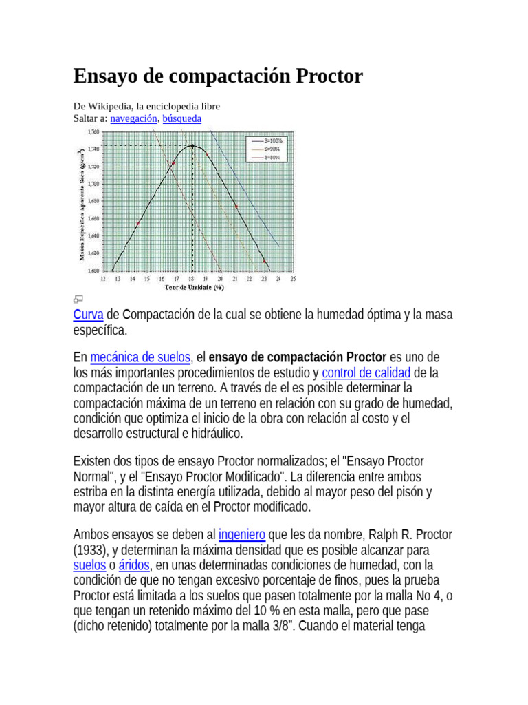 Ensayo de Compactación Proctor | PDF