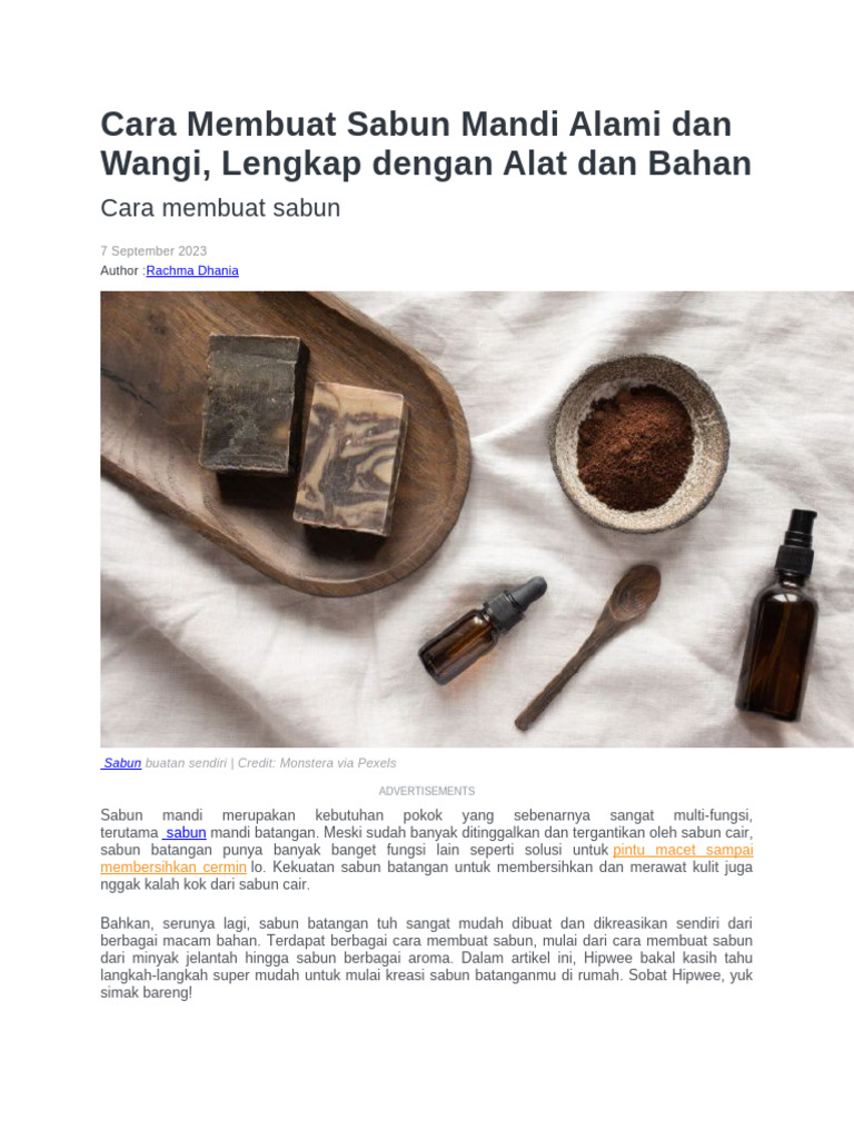 Cara Membuat Sabun Mandi Alami Dan Wangi | PDF