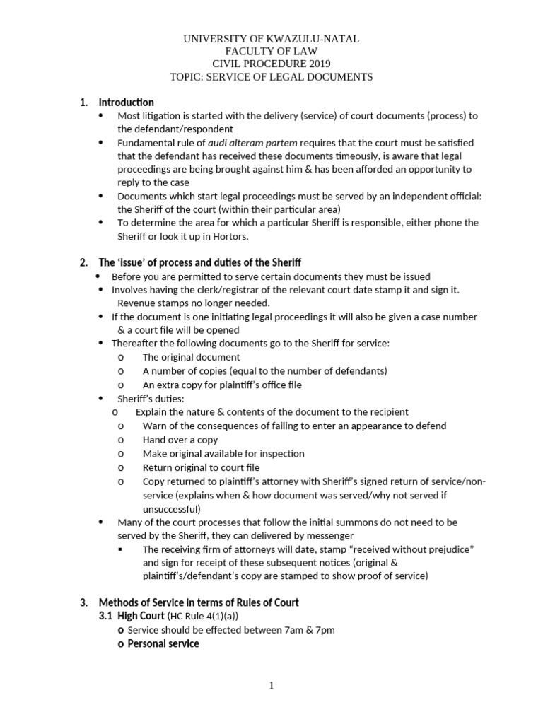 7 Service of Legal Documents 2019 | PDF