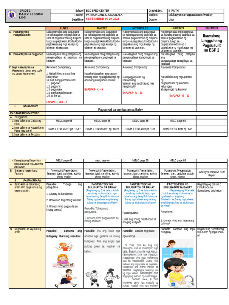 Q1 DLL Esp2 Week-8 | PDF