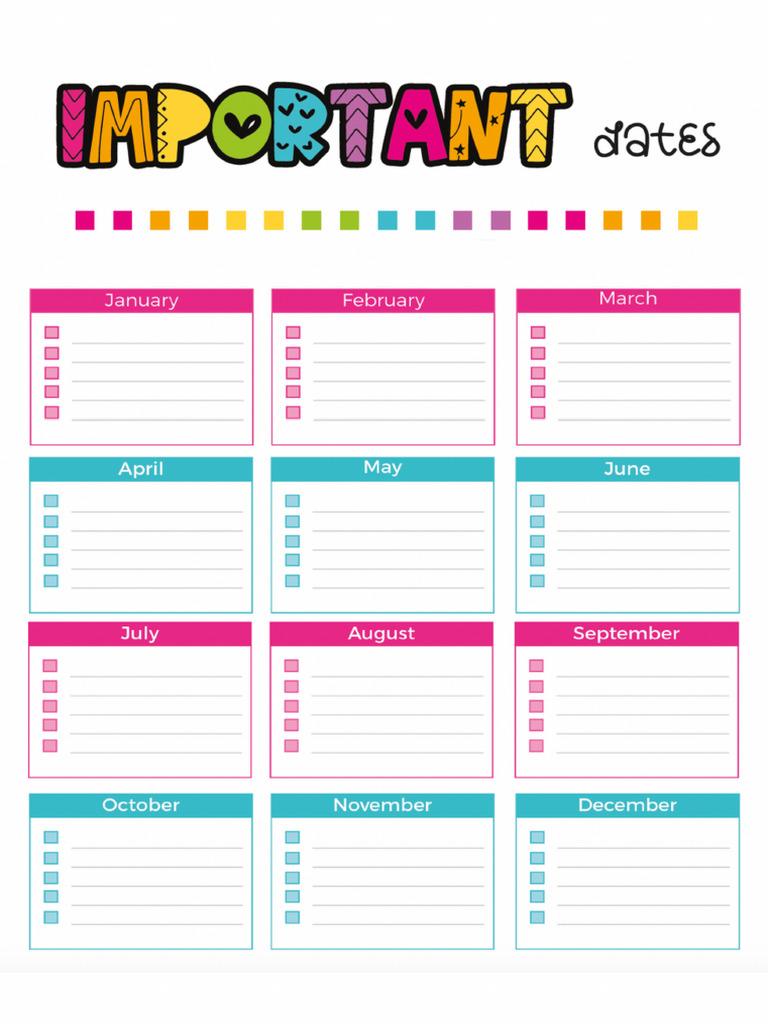 Planner - Important Dates | PDF