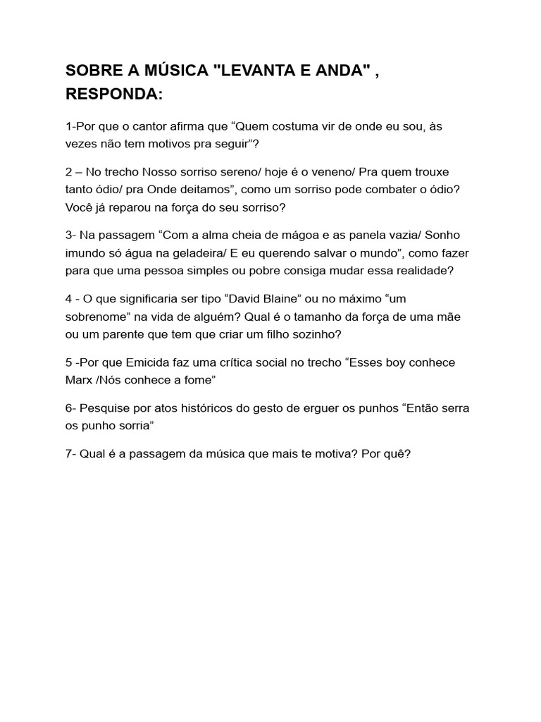 1sobre A Música - Levanta e Anda | PDF