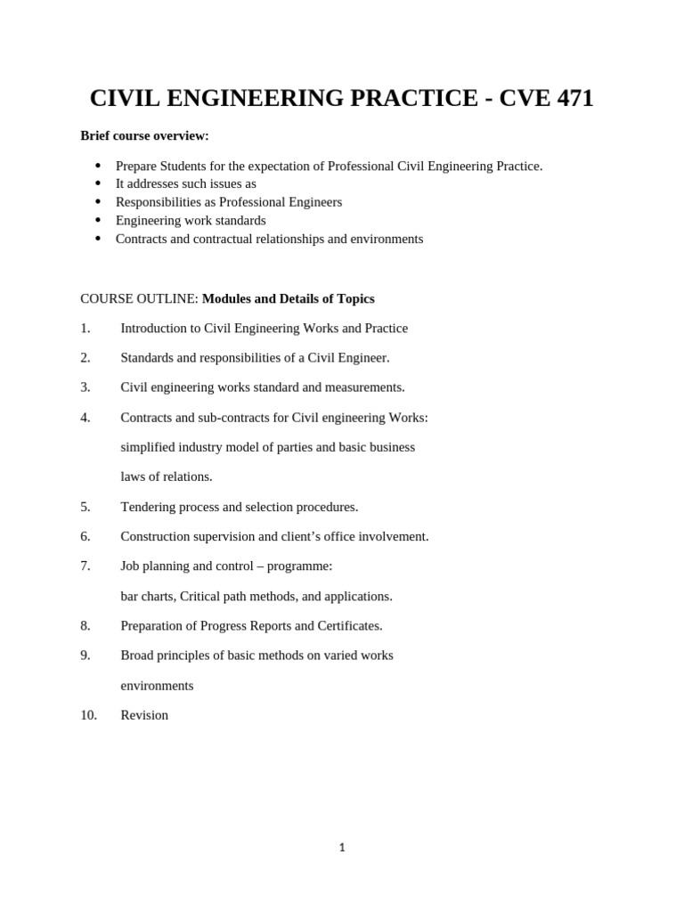 Civil Engineering Practice Course Note | PDF