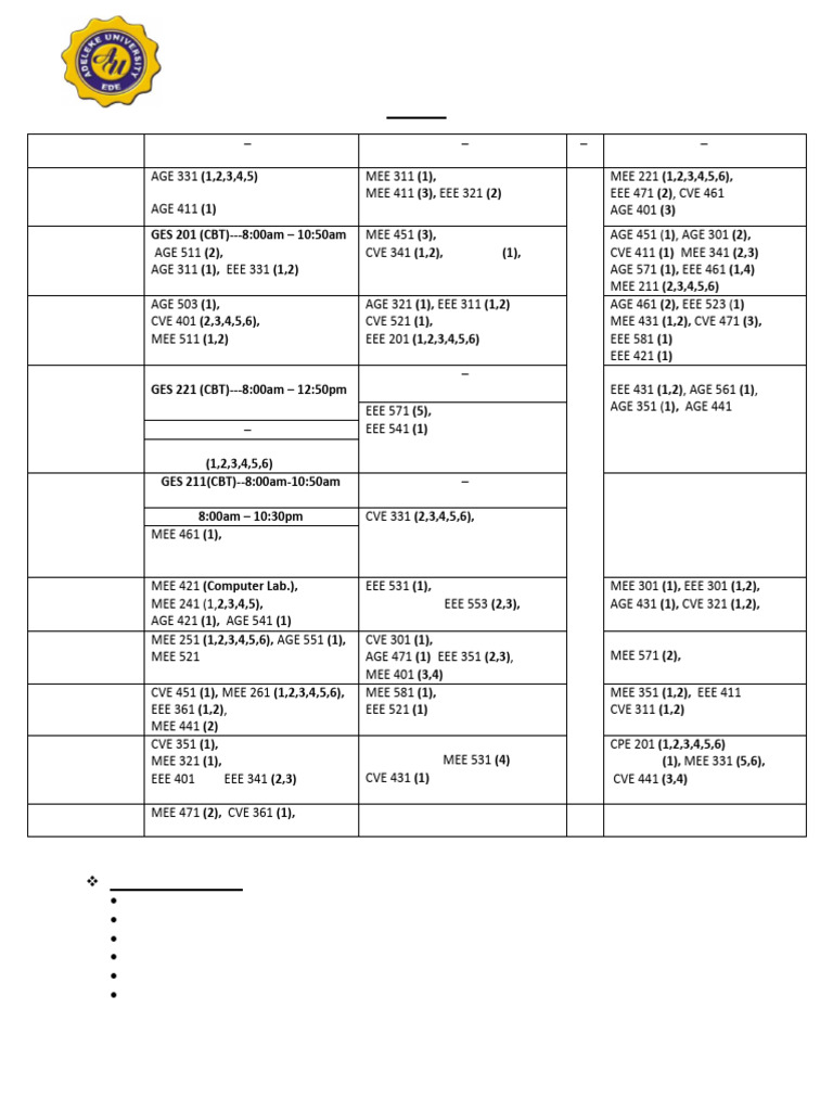 First Semester Exam Time Table 2023_2024-1 | PDF