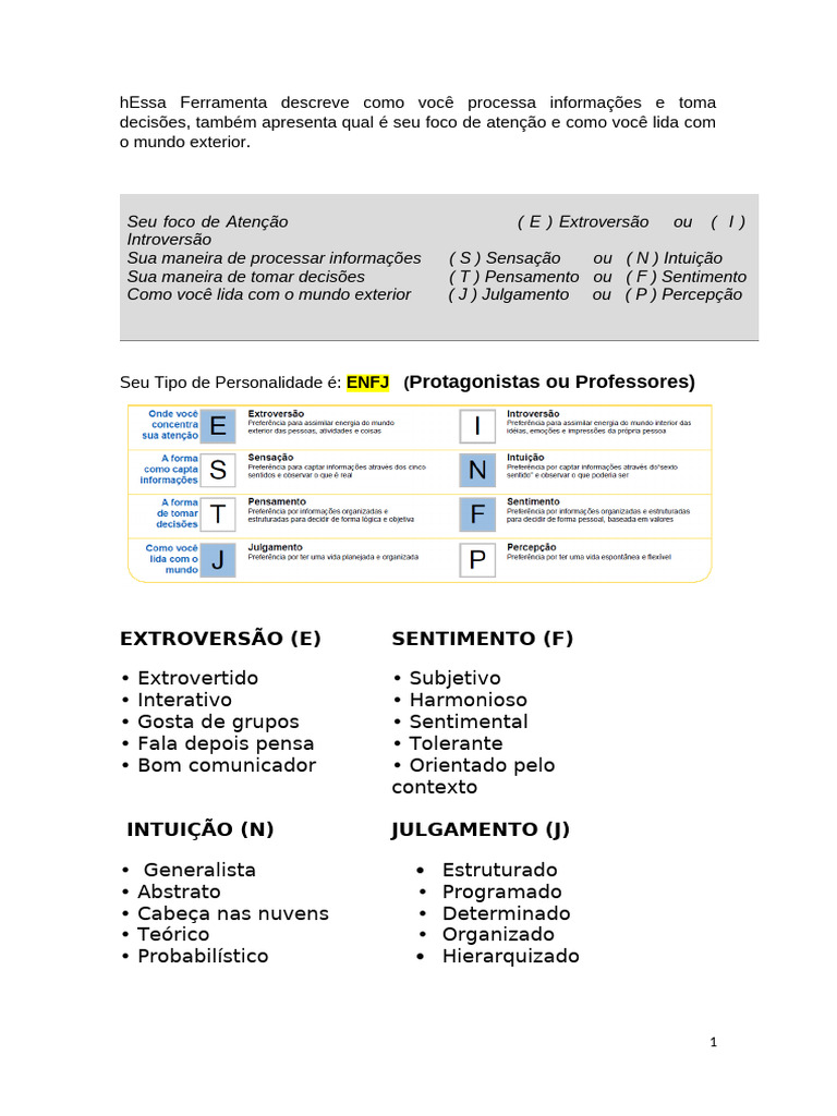 Devolutiva ENFJ | PDF