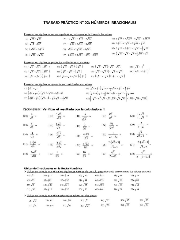TP N 02 NÚMEROS IRRACIONALES | PDF