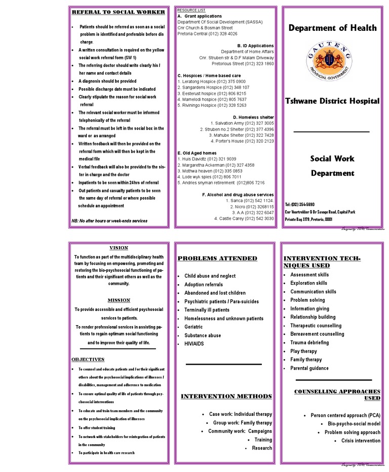 Pamphlet Social Work | Psychosocial | Substance Abuse