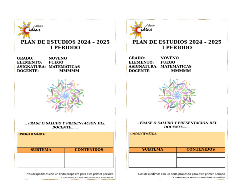 Plan de Estudios 2024 - 2025 I Periodo Plan de Estudios 2024 - 2025 I Periodo | PDF