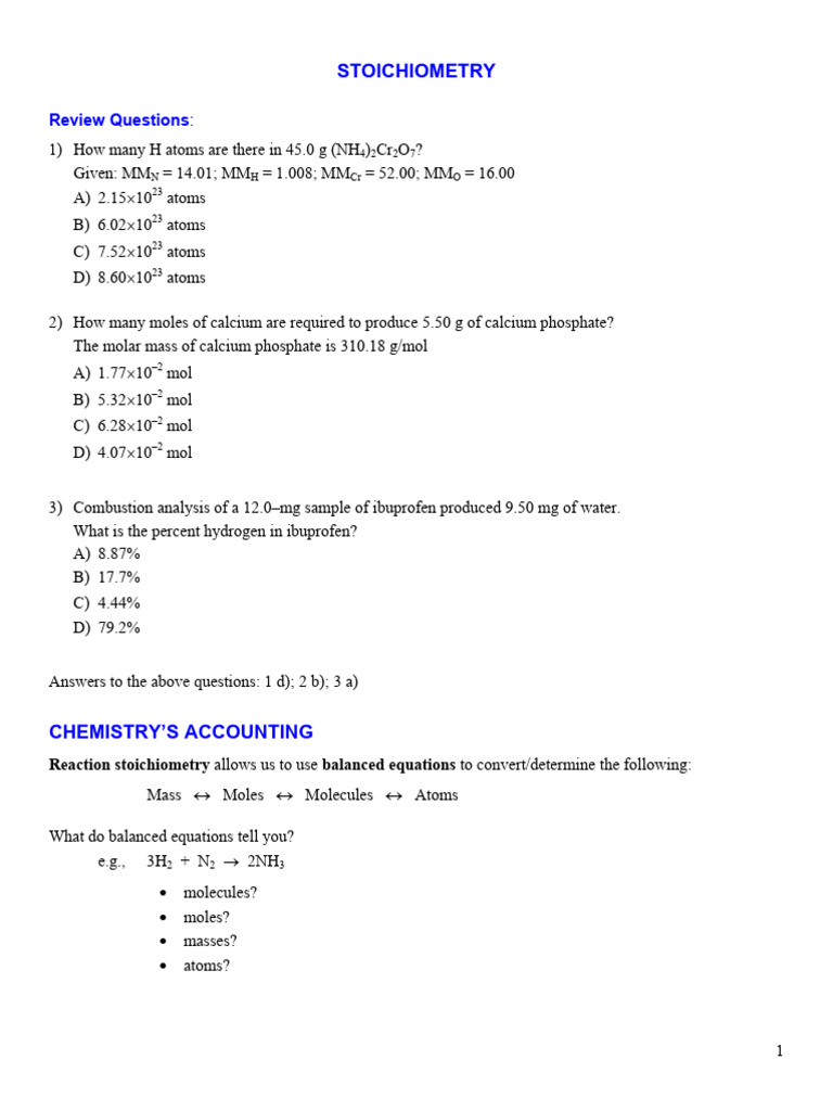 3 Stoichiometry | PDF