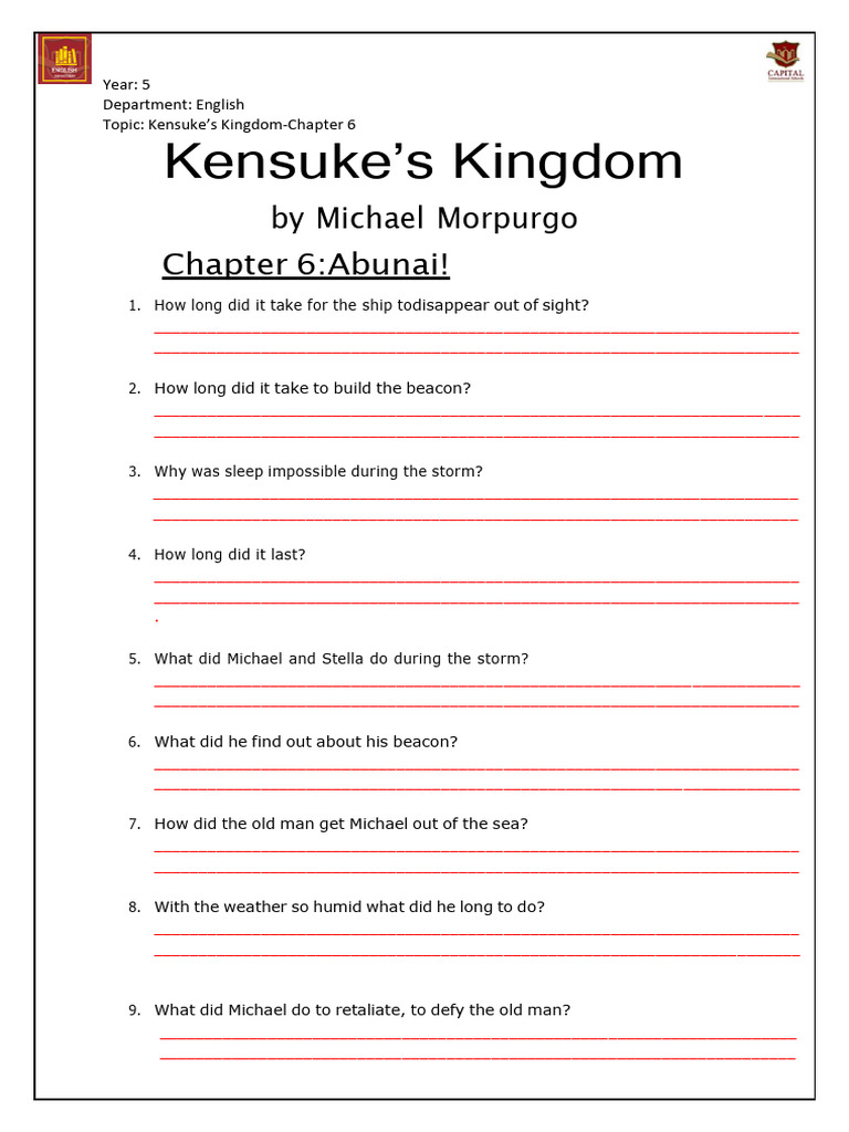Kensukes - Kingdom - Chapter - 6 Questions | PDF