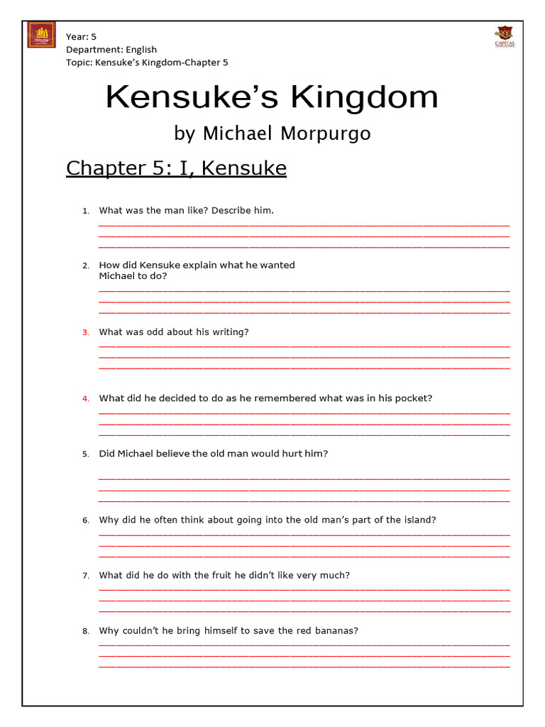 Kensukes - Kingdom - Chapter - 5 Questions | PDF