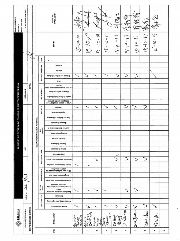Registro de Entrega de Epp's | PDF