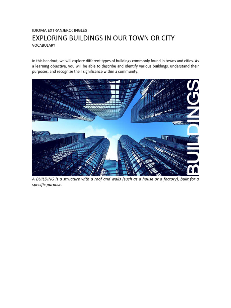 Vocabulary of Common Buildings | PDF | Retail | Travel