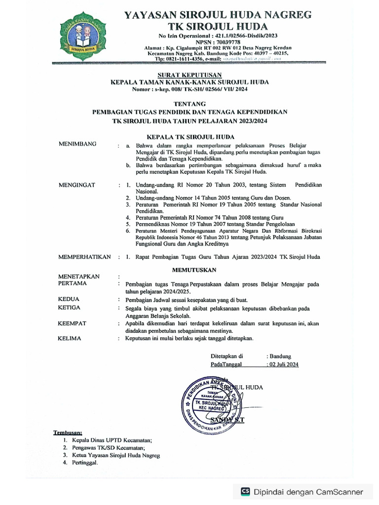 SK Penugasan Reny | PDF