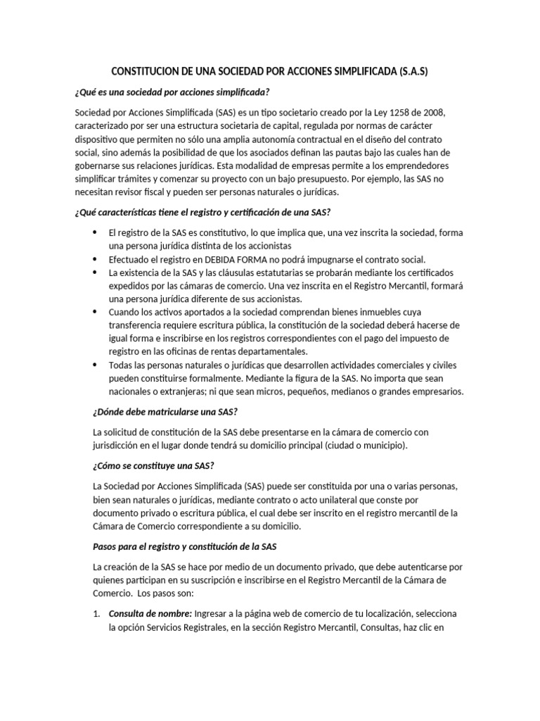 Guía para Constituir una SAS en Colombia | PDF | Documento de identidad ...
