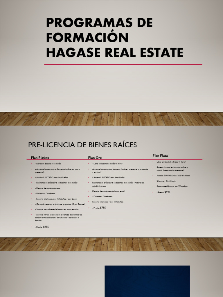 Programas de Formación Hagase Real Estate Presentación1 | PDF