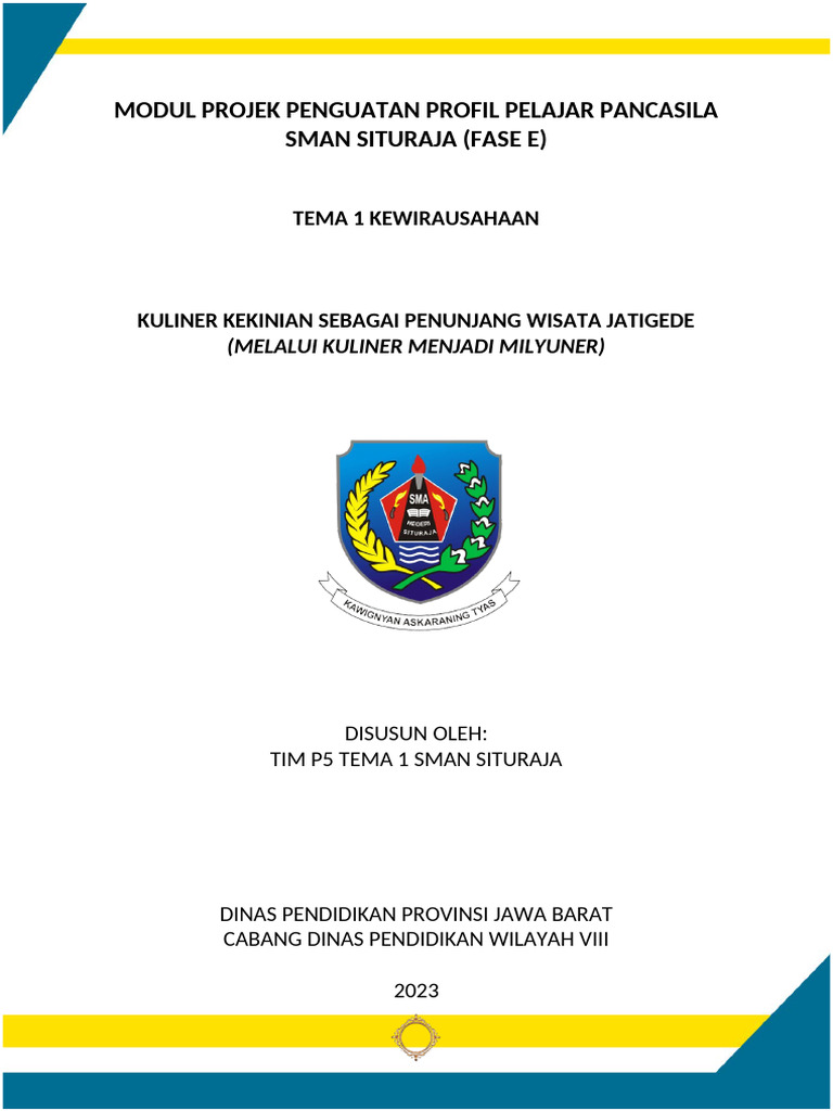 Modul Projek Tema 1 Kewirausaaan Edit | PDF