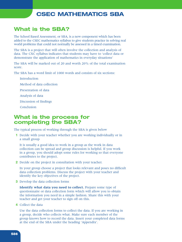 Mathematics for CSEC - SBA Extract | PDF