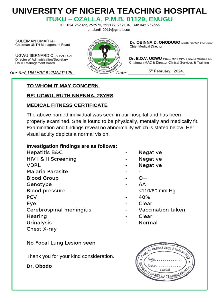 Medical Fitness Unth 2 | PDF