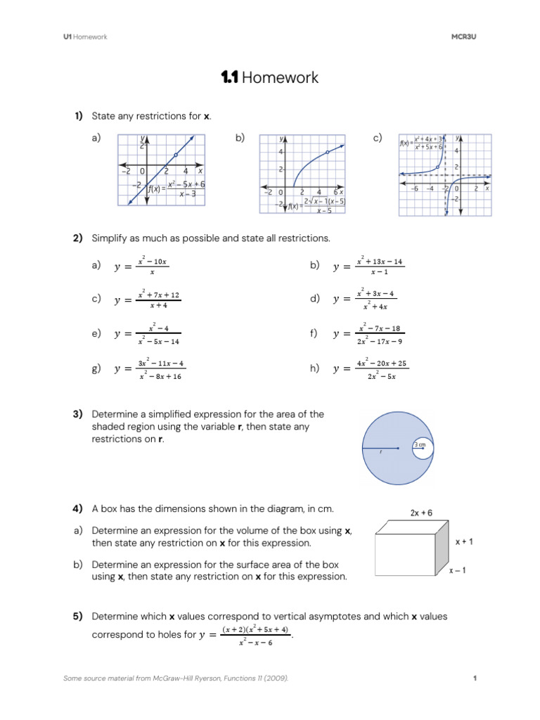 MCR3U U1 Homework Sept 2024 | PDF