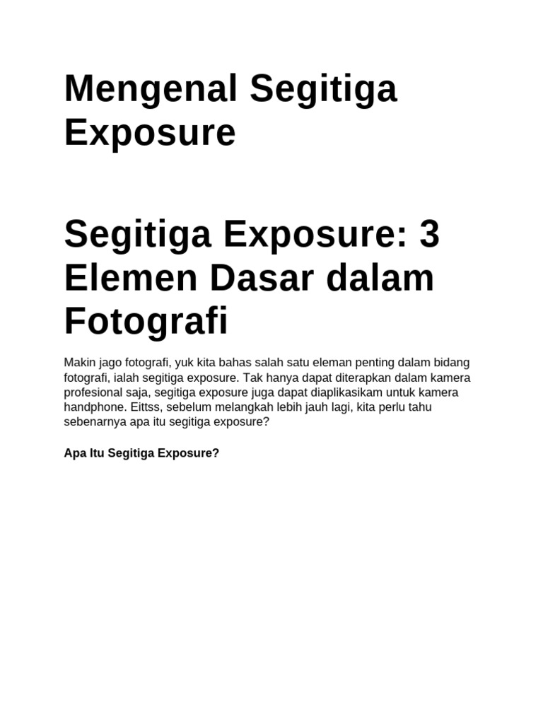 Mengenal Segitiga Eksposure | PDF