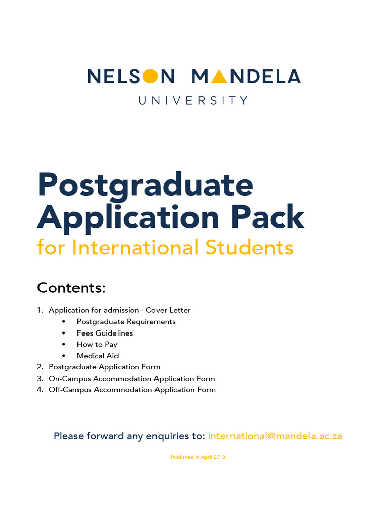 NMU Postgraduate Application Pack | PDF | Postgraduate Education ...