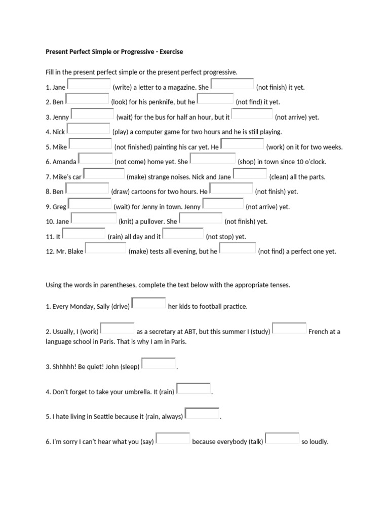 Present Perfect Simple or Progressive | PDF