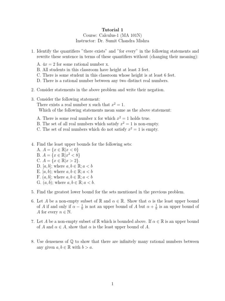Tutorial-1-Calc-1 | PDF