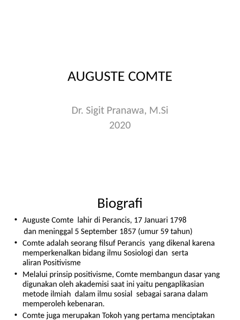 Pemikiran Auguste Comte | PDF