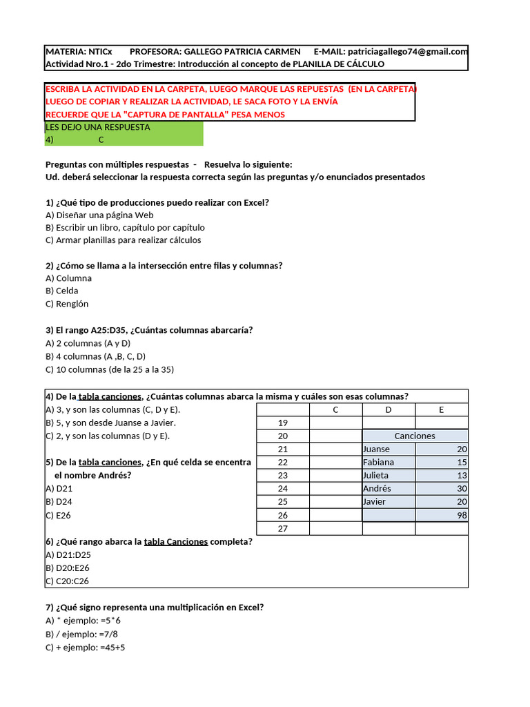 Act Nro 1 Segundo Trimestre | PDF