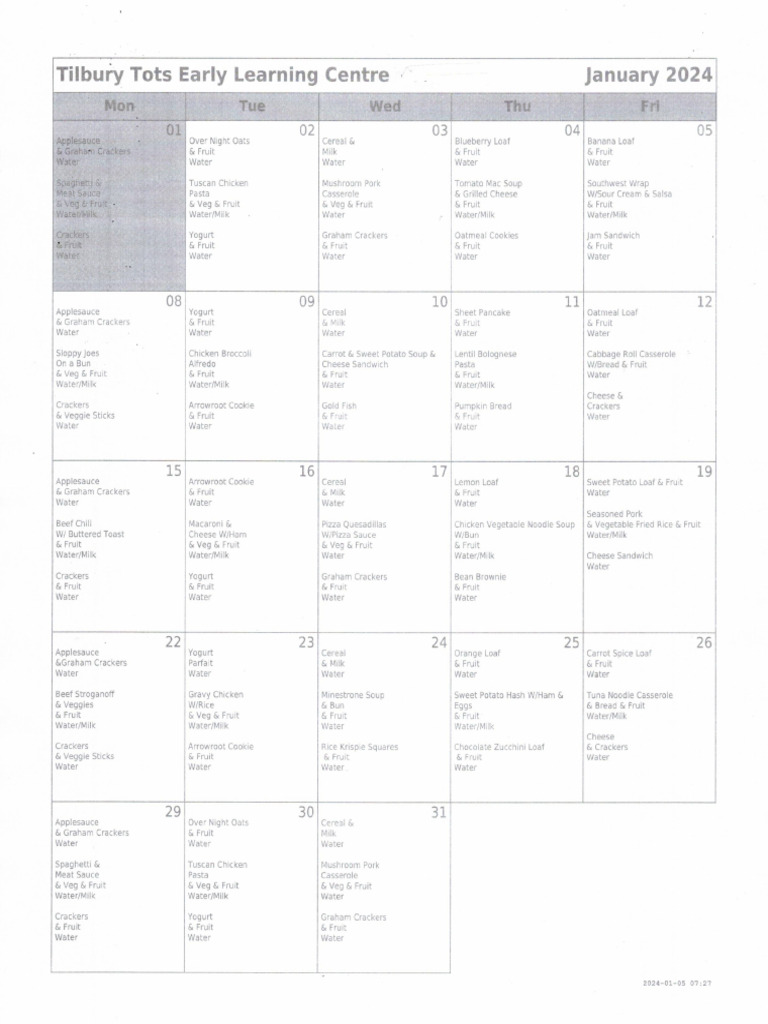 January Menu | PDF