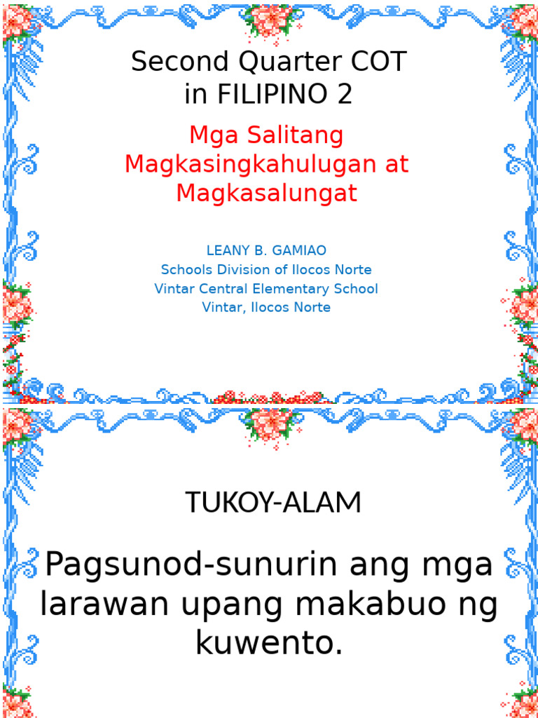 Second Quarter COT-FILIPINO | PDF