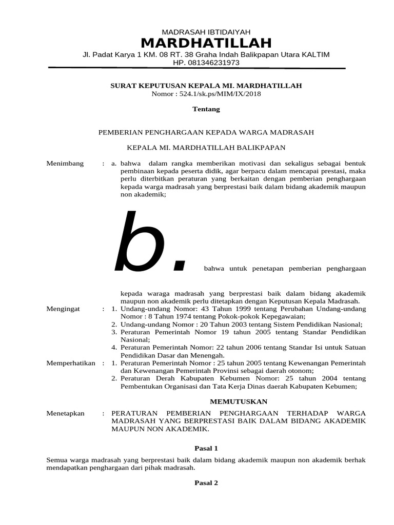 SK Penghargaan & Sanksi | PDF