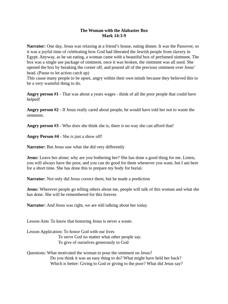 The Woman with the Alabaster Box | PDF