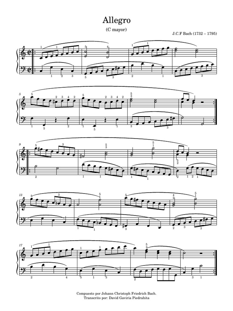 JCF Bach - Allegro en C | PDF