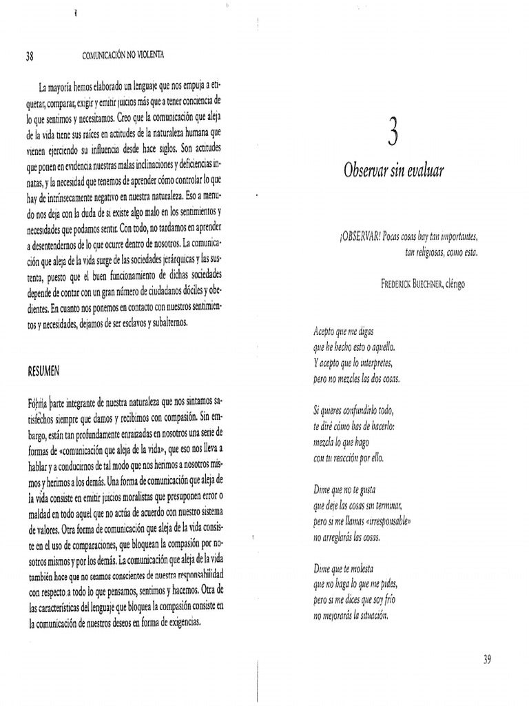 2 - Observar Sin Evaluar - Marshal Rosenberg - Comunicación No Violenta | PDF