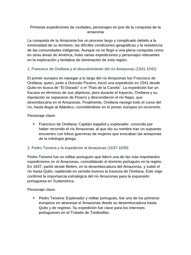 Primeras Expediciones de Ciudades | PDF | río Amazonas